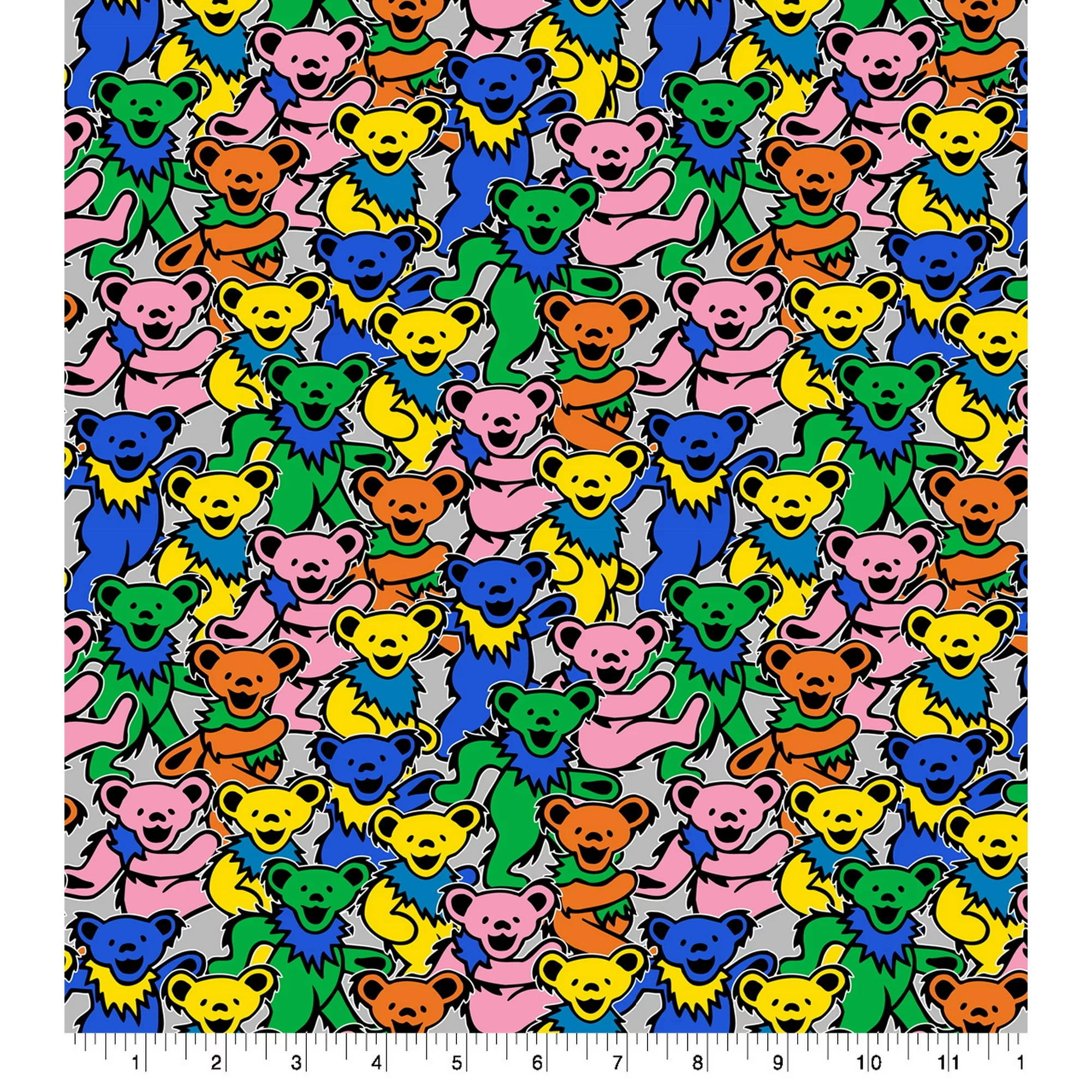 Springs Creative Grateful Dead Bears Packed Fleece 100% Polyester Fabric sold by the yard ...