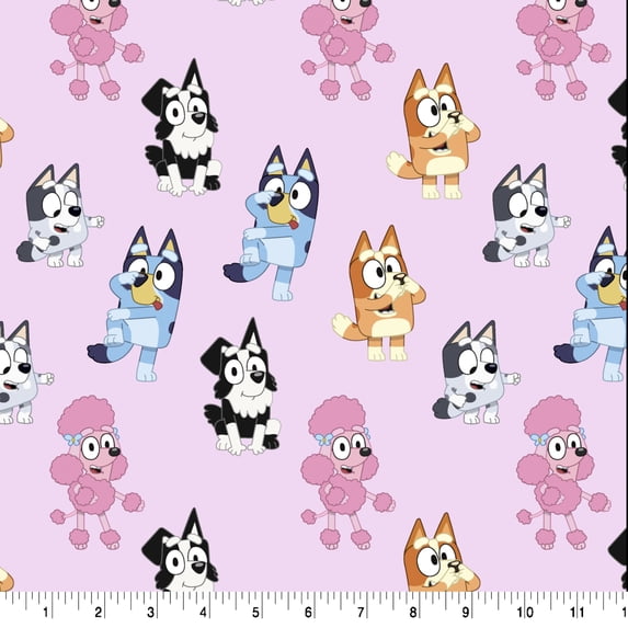Springs Creative Lavender Bluey Character Toss Fat Quarter Fabric ...