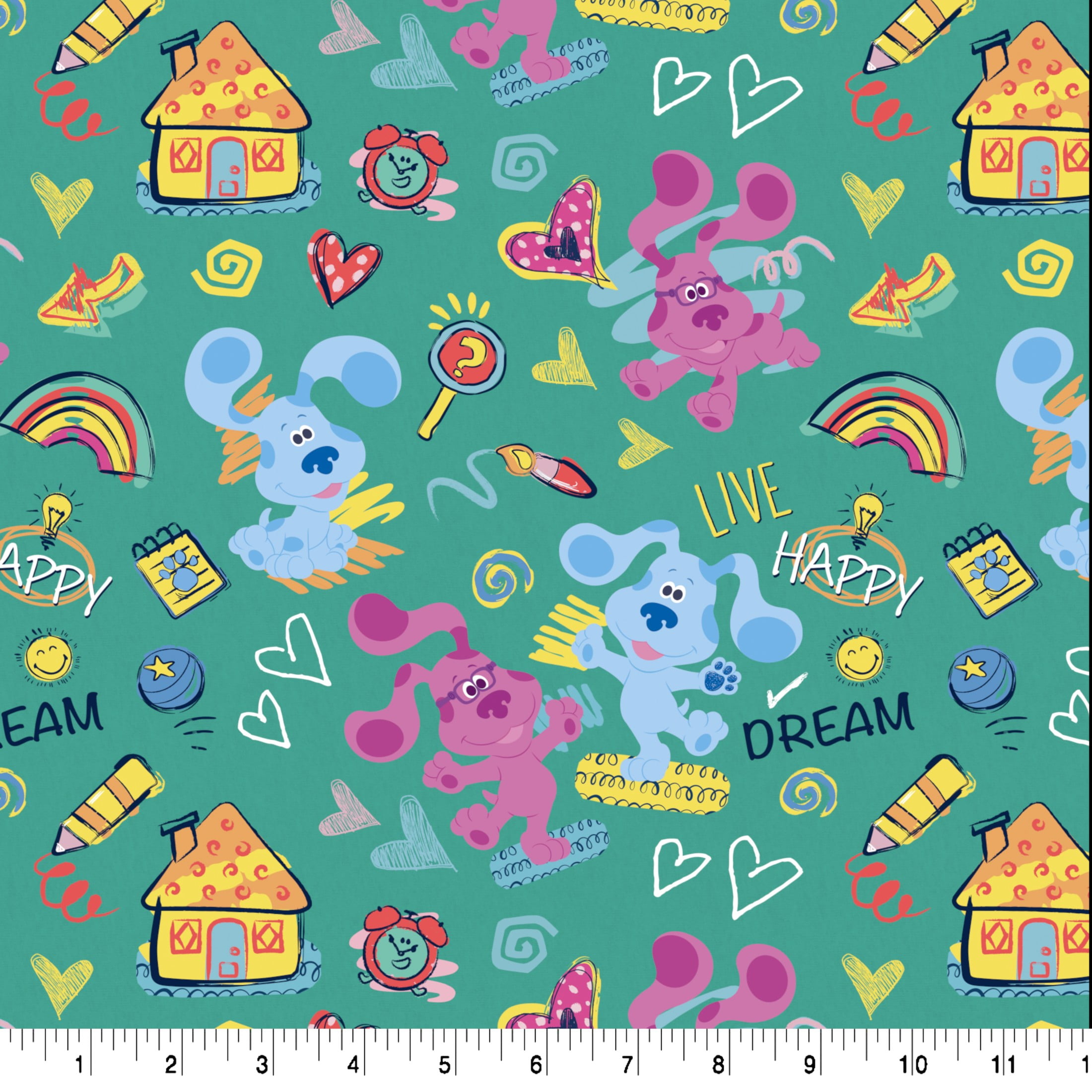 Springs Creative Live Happy Dream Blue's Clues Fat Quarter Fabric ...