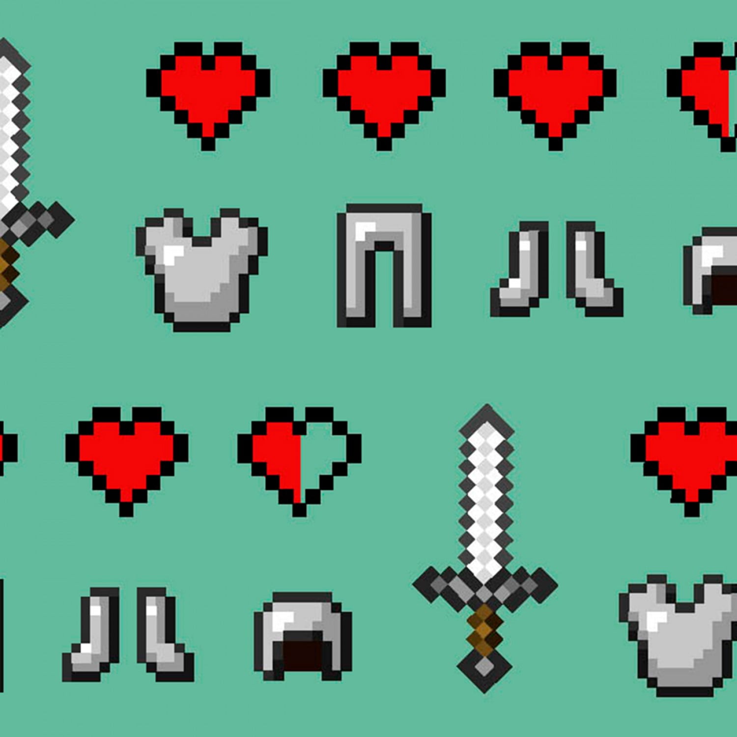 Springs Creative Minecraft Icons Iron Armor Hearts Iron Sword Green 100 ...
