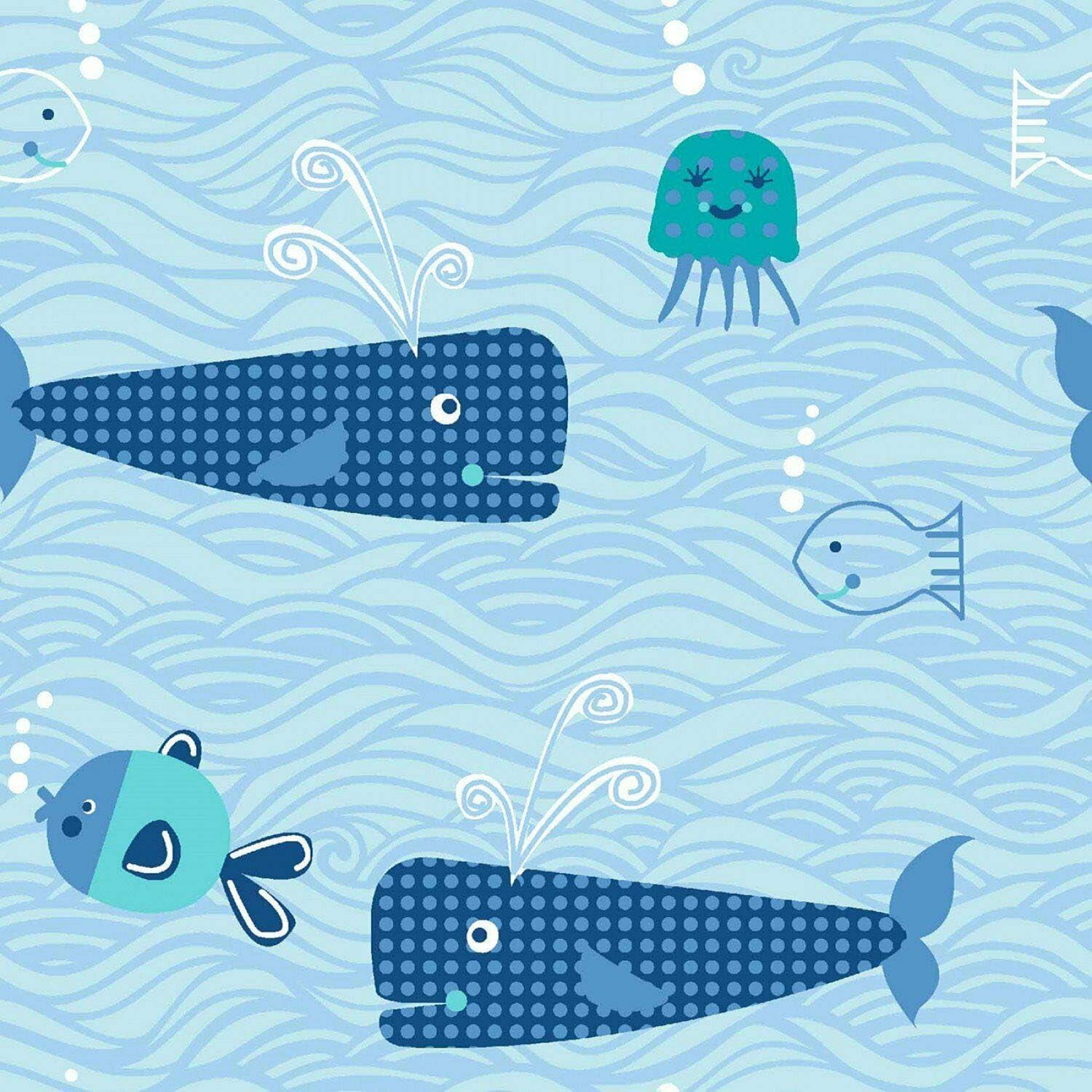 Springs Creative - Sea The sea Whale toss 100% Cotton Fabric sold by the yard - Walmart.com