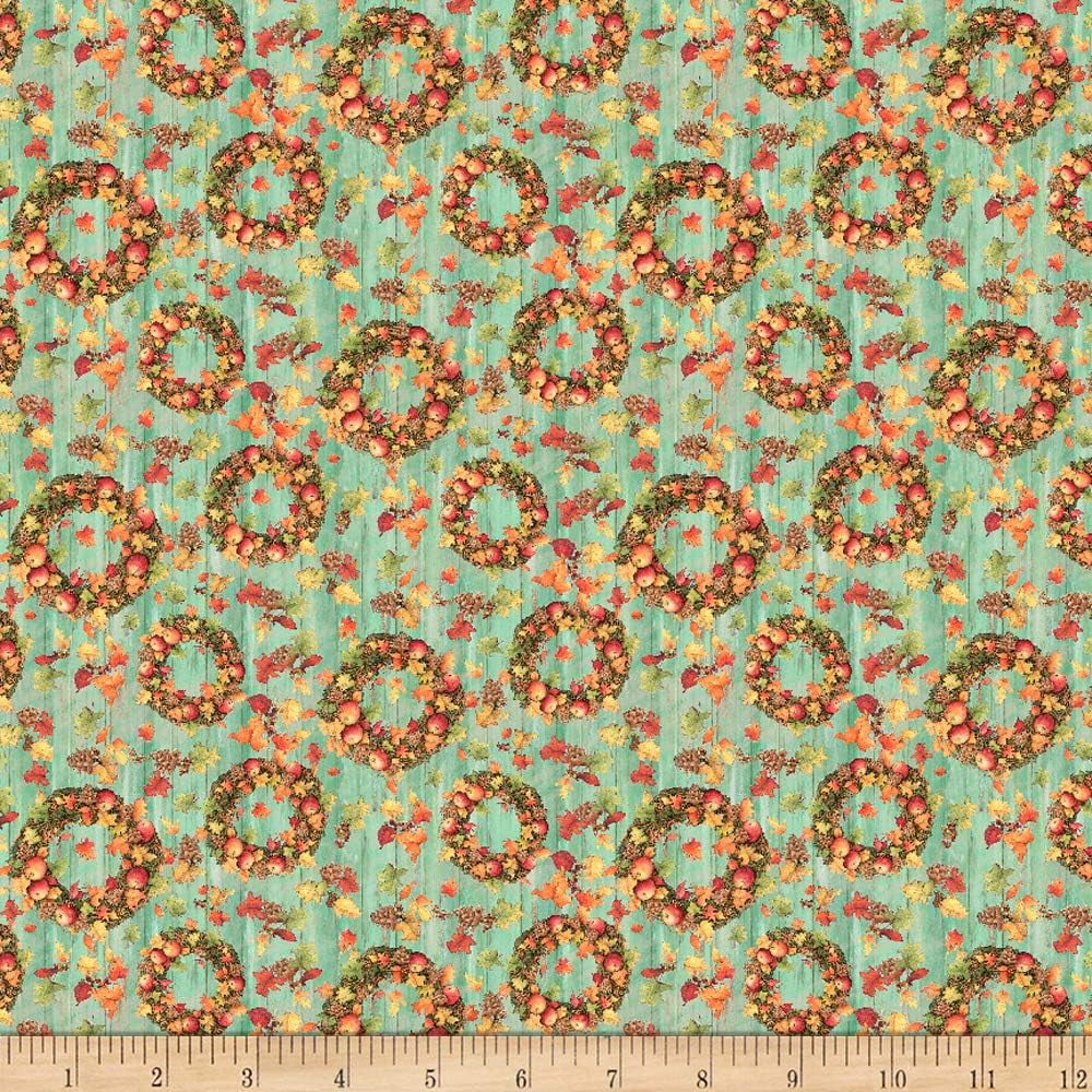 Springs Creative Susan Winget Fall Wreath Toss Multi, 100% Cotton ...