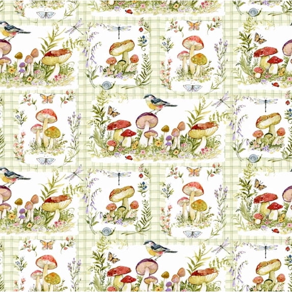 Springs Creative Susan Winget Intriguing Mushrooms Patch Cotton Fabric ...