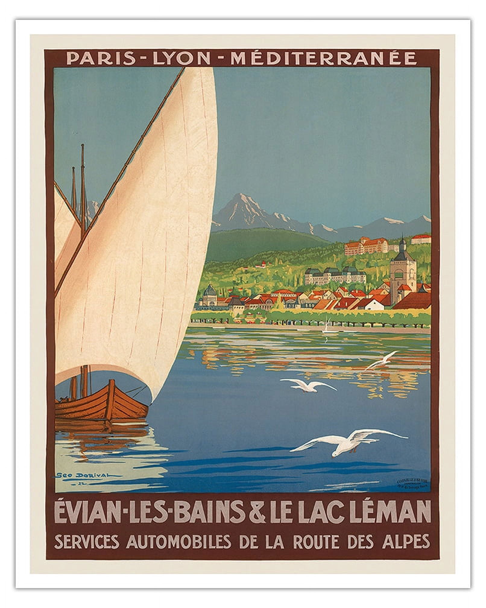 Springs of Evian Lake Geneva France - PLM Railway - Vintage Railroad ...