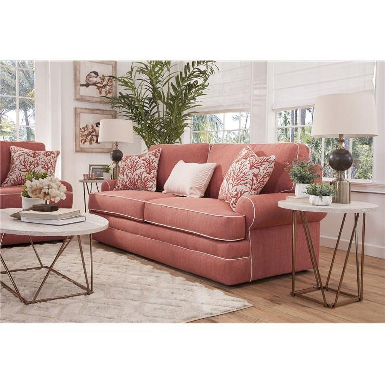 Springs Sofa with Three Matching Pillows, Coral - Walmart.com