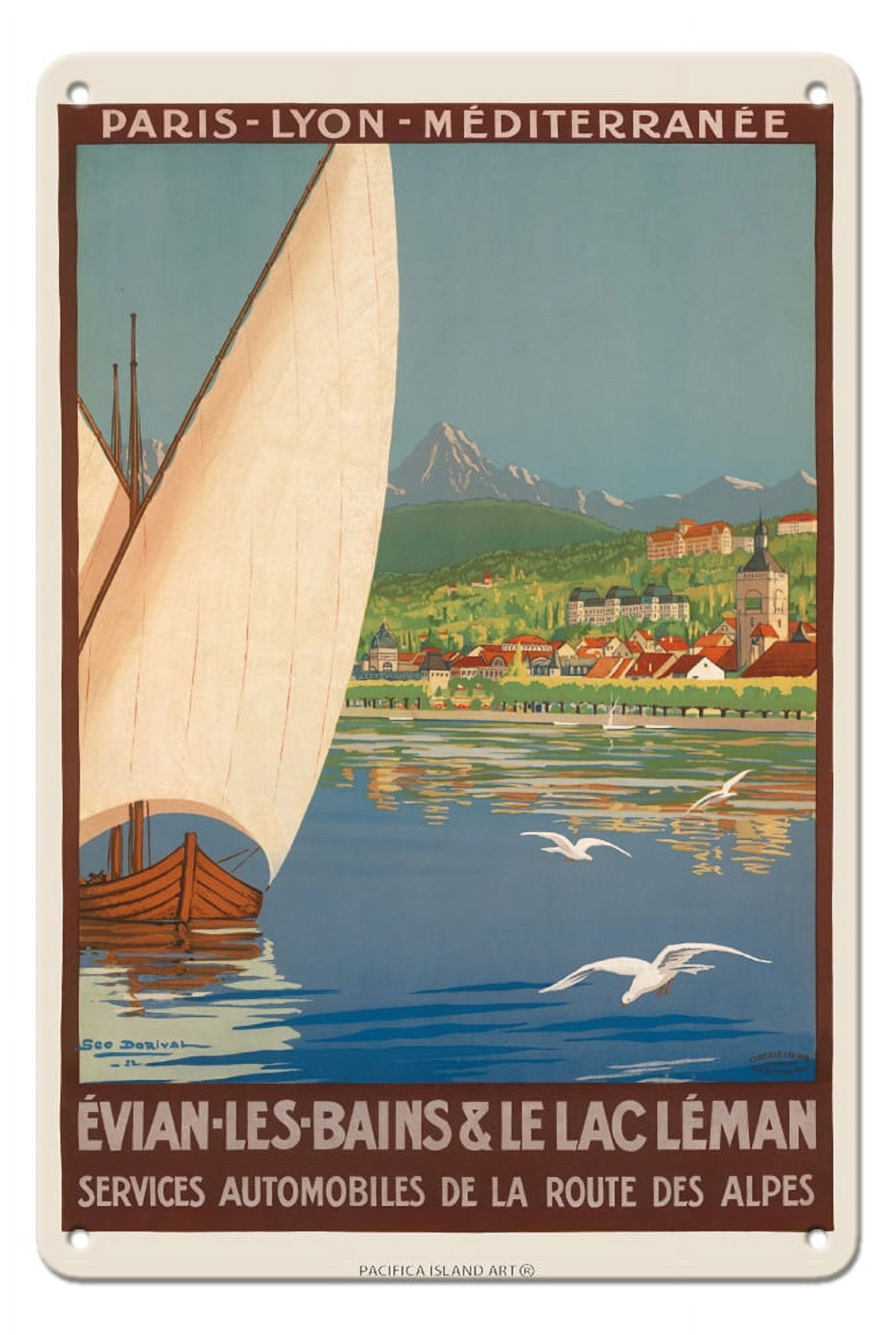 Springs of Evian Lake Geneva France - PLM Railway - Vintage Railroad ...