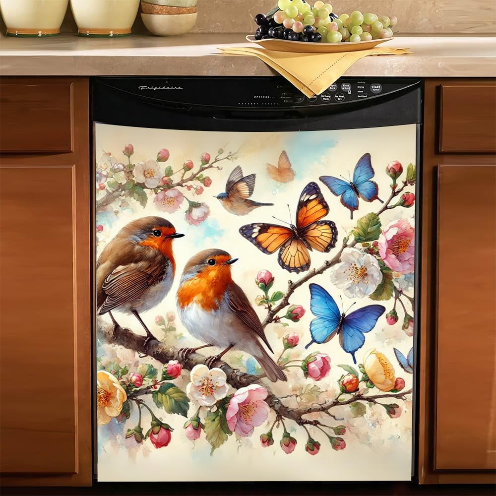 Springtime Aesthetic Magnetic Dishwasher Cover – Decorative Reusable ...