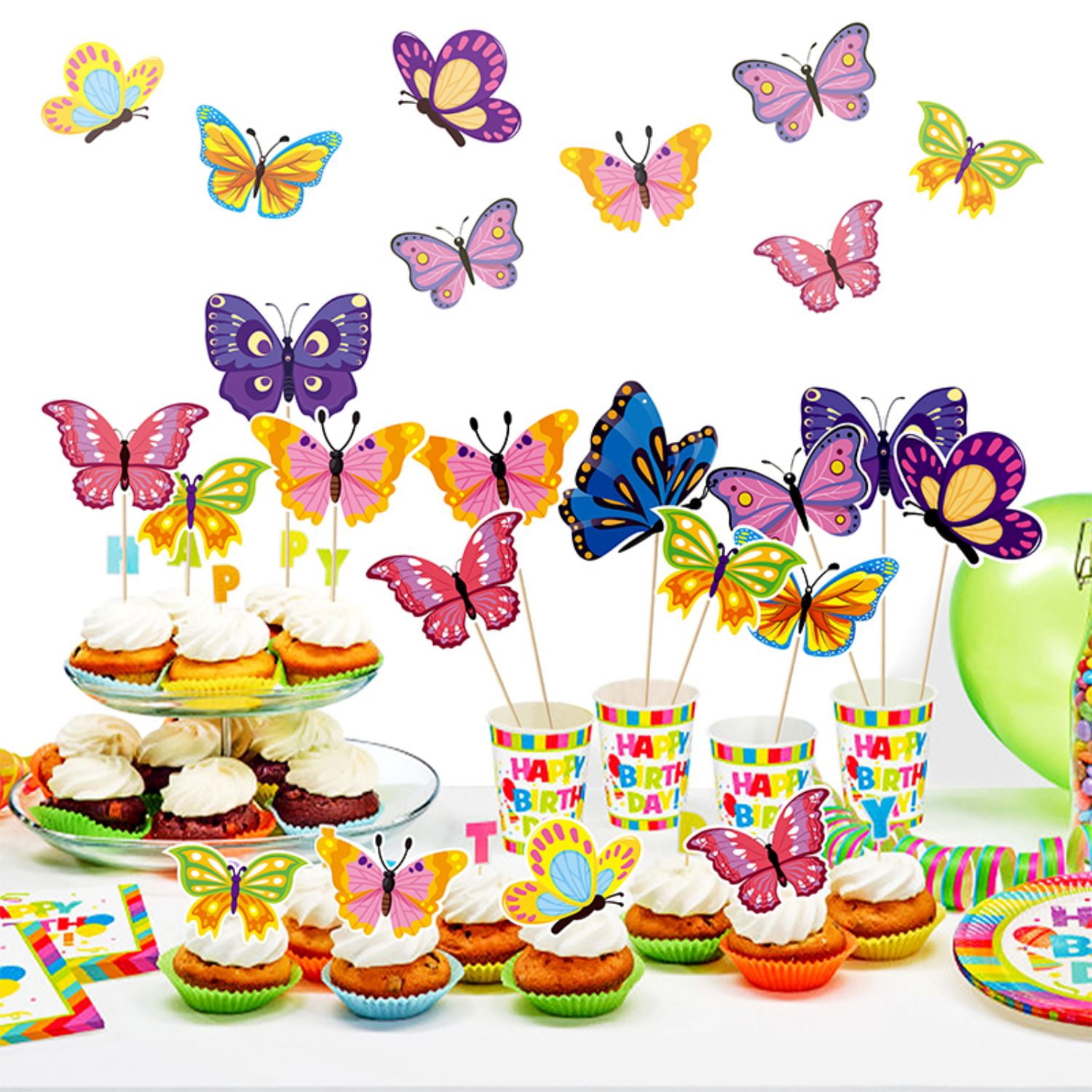 Springtime Butterfly Cake Toppers, Centerpiece Sticks, Bobber Table ...