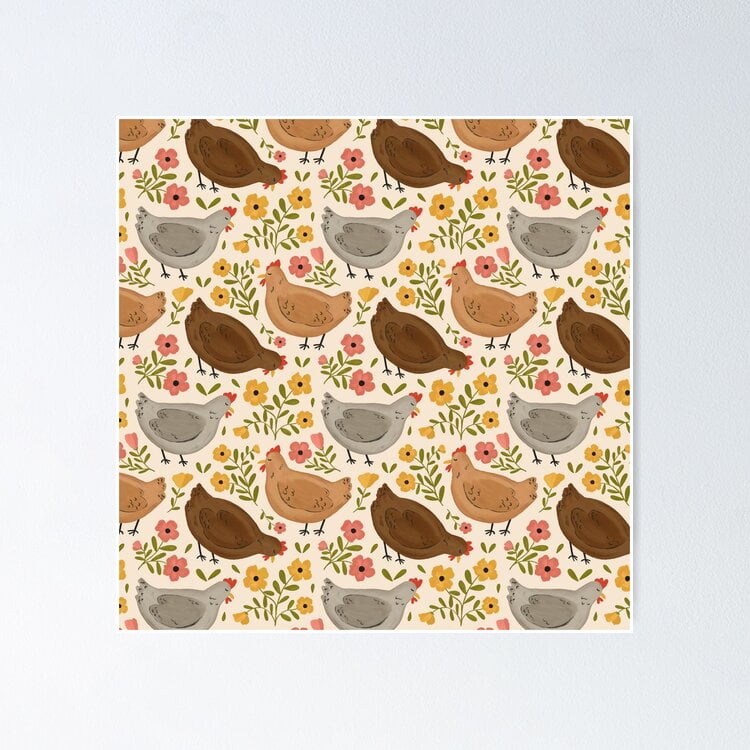 Springtime Chickens Poster, UNFRAMED-24x36 - Walmart.com
