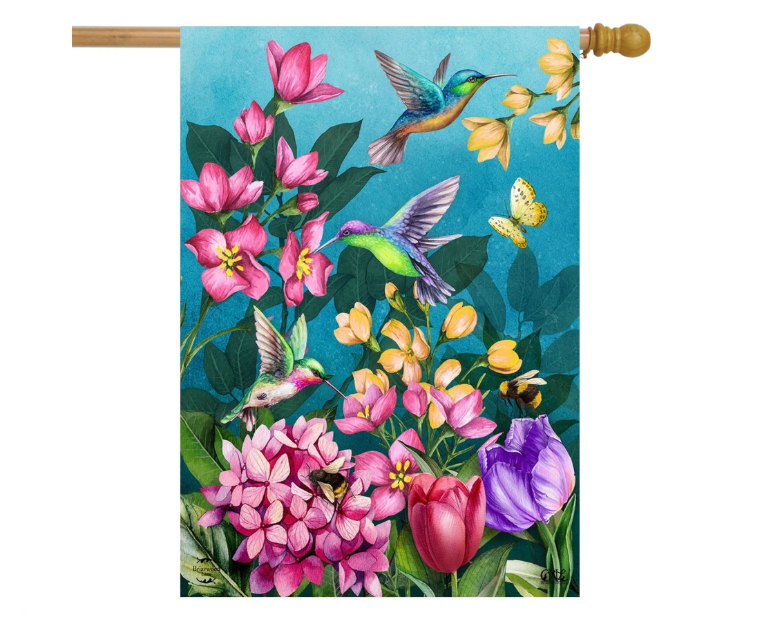 Springtime Hummingbirds Flag 28x40 POLE NOT INCLUDED House Flag ...