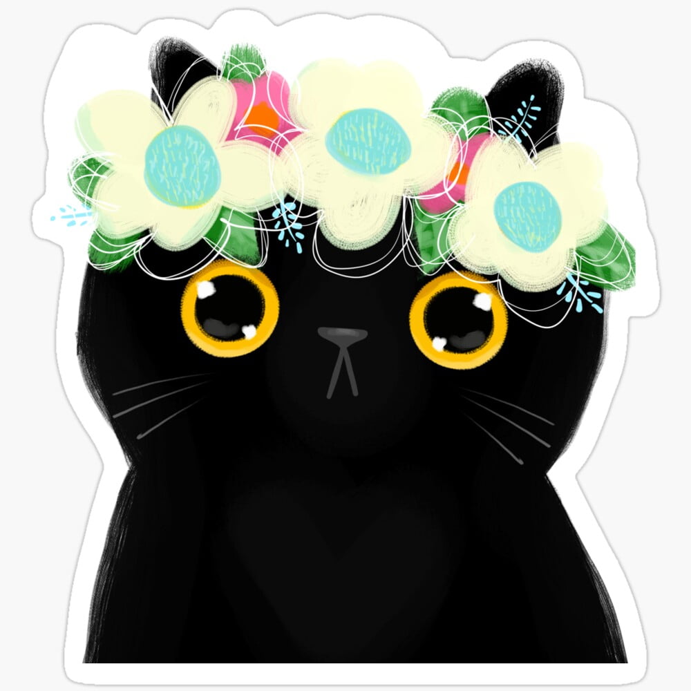 Springtime Kitty Sticker Phone Decal Water Bottle Stickers Car Decals ...