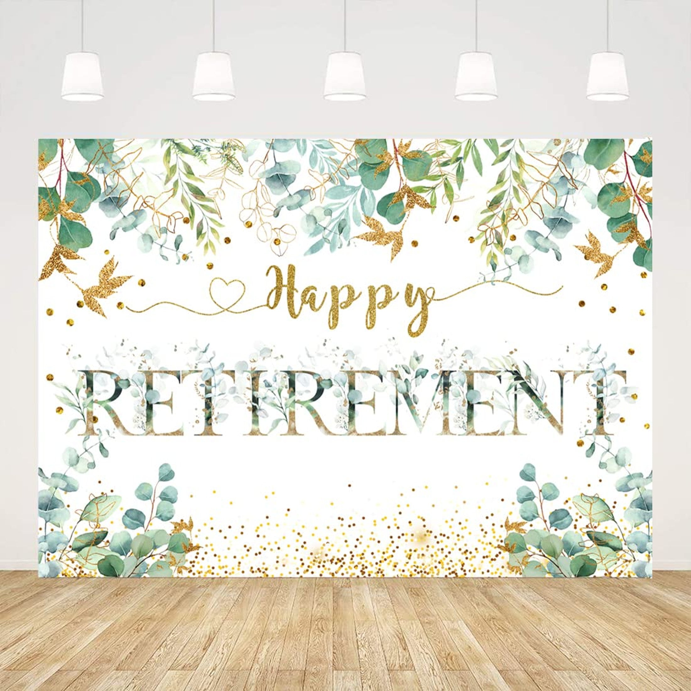 Springtime Retirement Celebration Backdrop - 7x5ft Green Leaves Photo ...