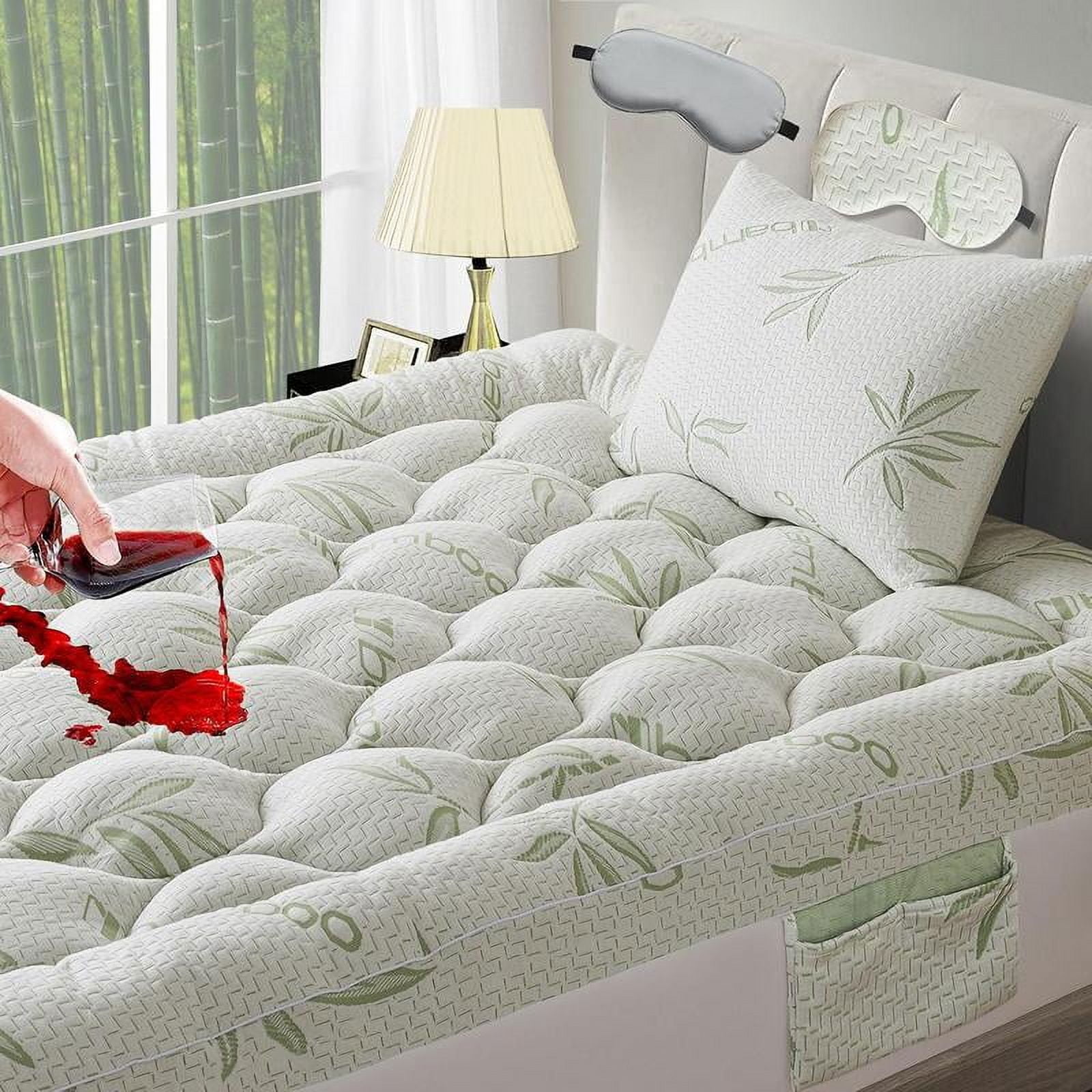 Springtok 2025 OBOEY Bamboo Mattress Topper 1000GSM with 1 Pillow ...