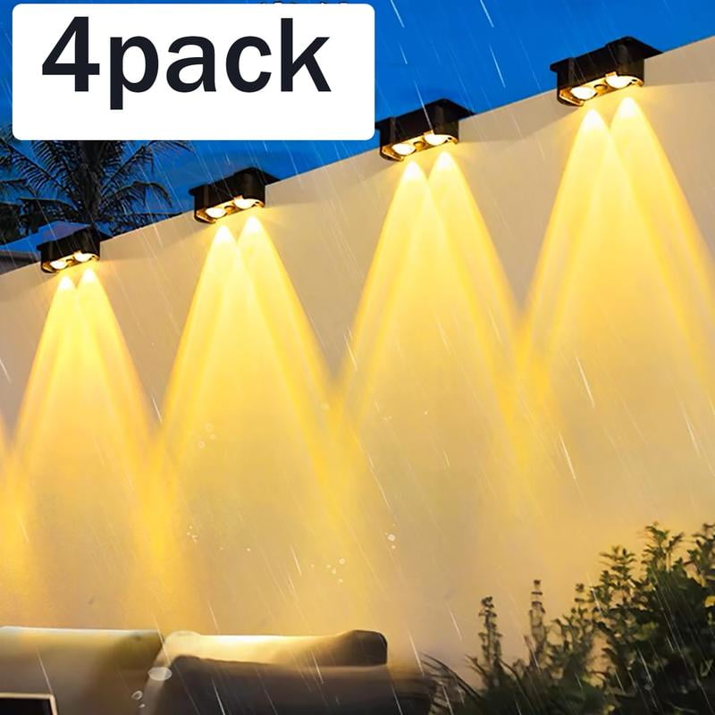 [Springtok]Outdoor Solar Fence Lights, Warm White & RGB 10 Color ...