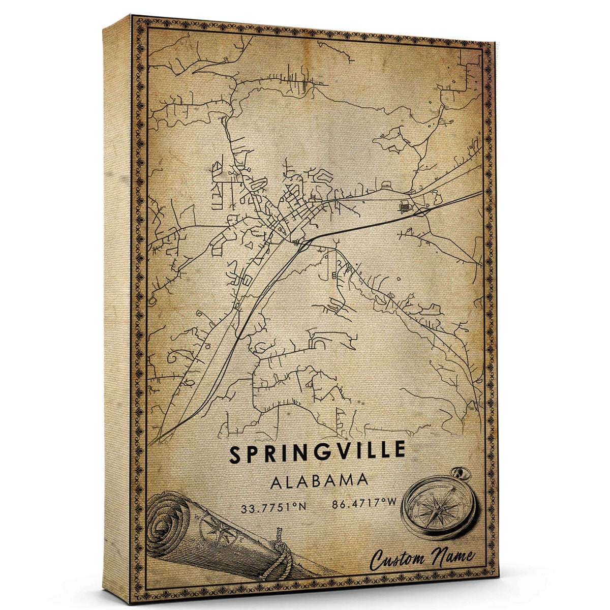 Springville Map Poster, Alabama Map Art Poster, Canvas, Springville Map ...