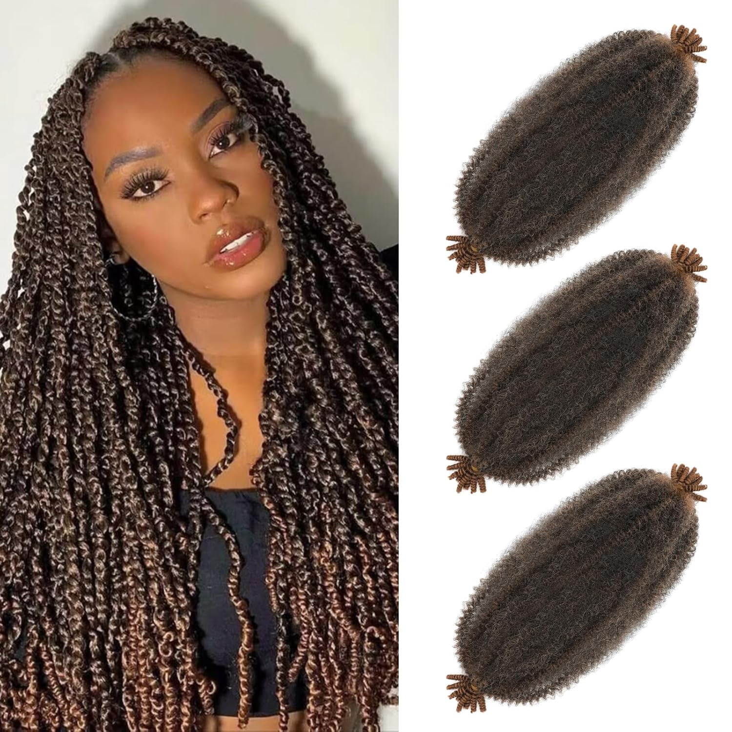 Springy Afro Twist Hair 3 Packs Marley Twist Braiding Hair 24 Inch Pre ...