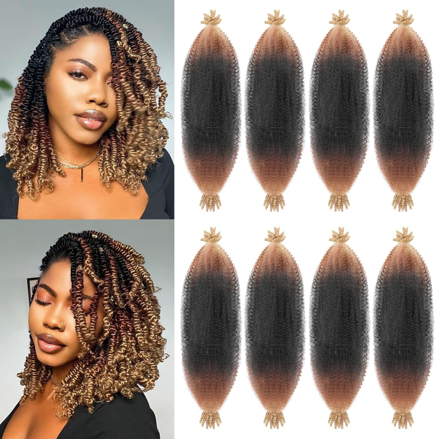 Springy Afro Twist Hair 8 Packs Marley Twist Braiding Hair 12 Inch Pre ...