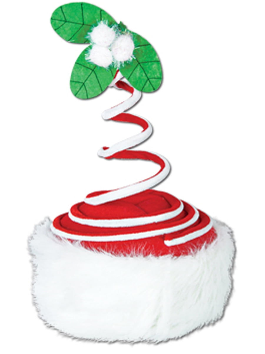 Springy Mistletoe Hat Festive Holiday Christmas Cheer Costume Accessory ...