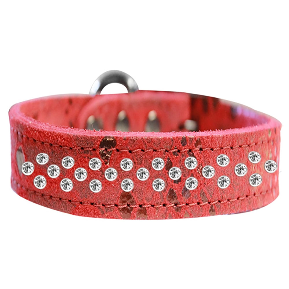Sprinkle Clear Crystal Jeweled Dragon Skin Genuine Leather Dog Collar ...
