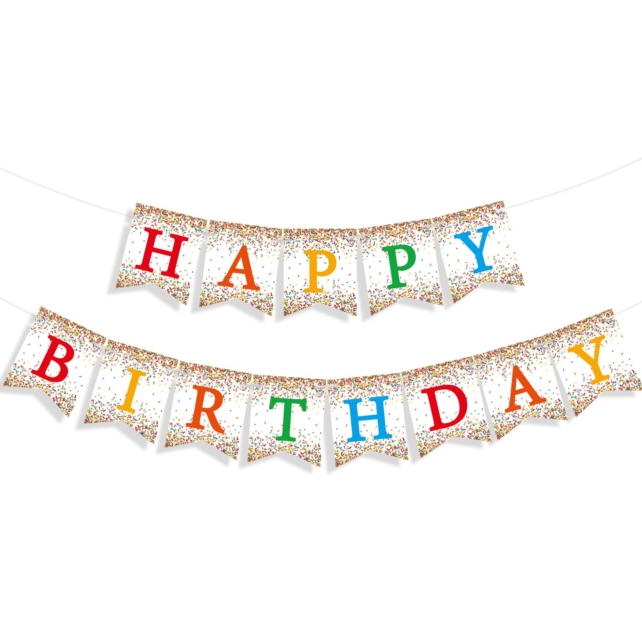 Sprinkle Confetti Birthday Banner - Pastel Party Sign for Kids & Adults ...