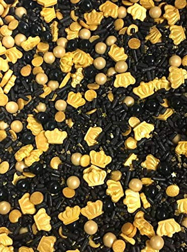 Sprinkle Deco® Black and Gold Crown Edible Decoration Confetti ...