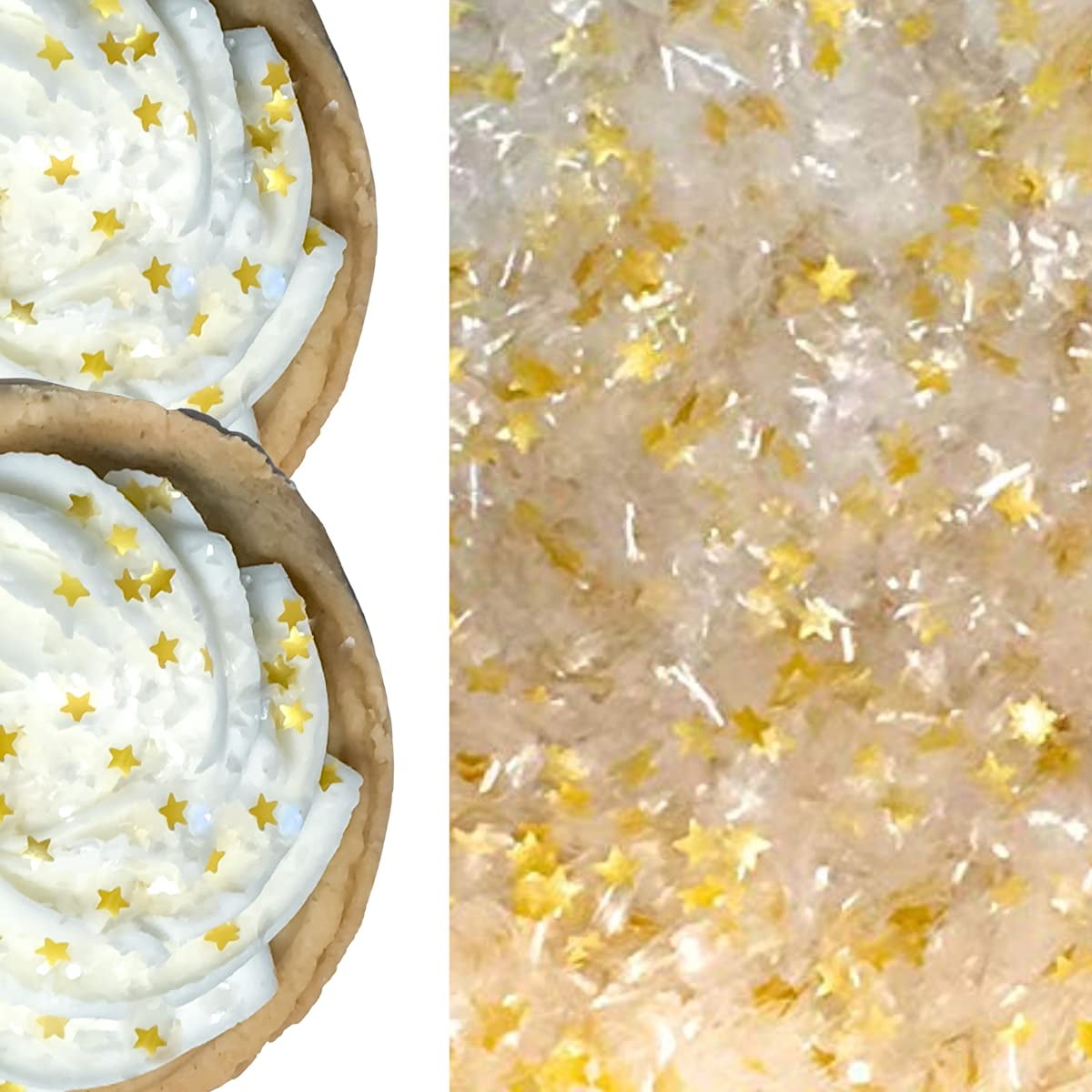 Sprinkle Deco® Clear Glitter Flakes with Gold Stars Metallic Edible ...
