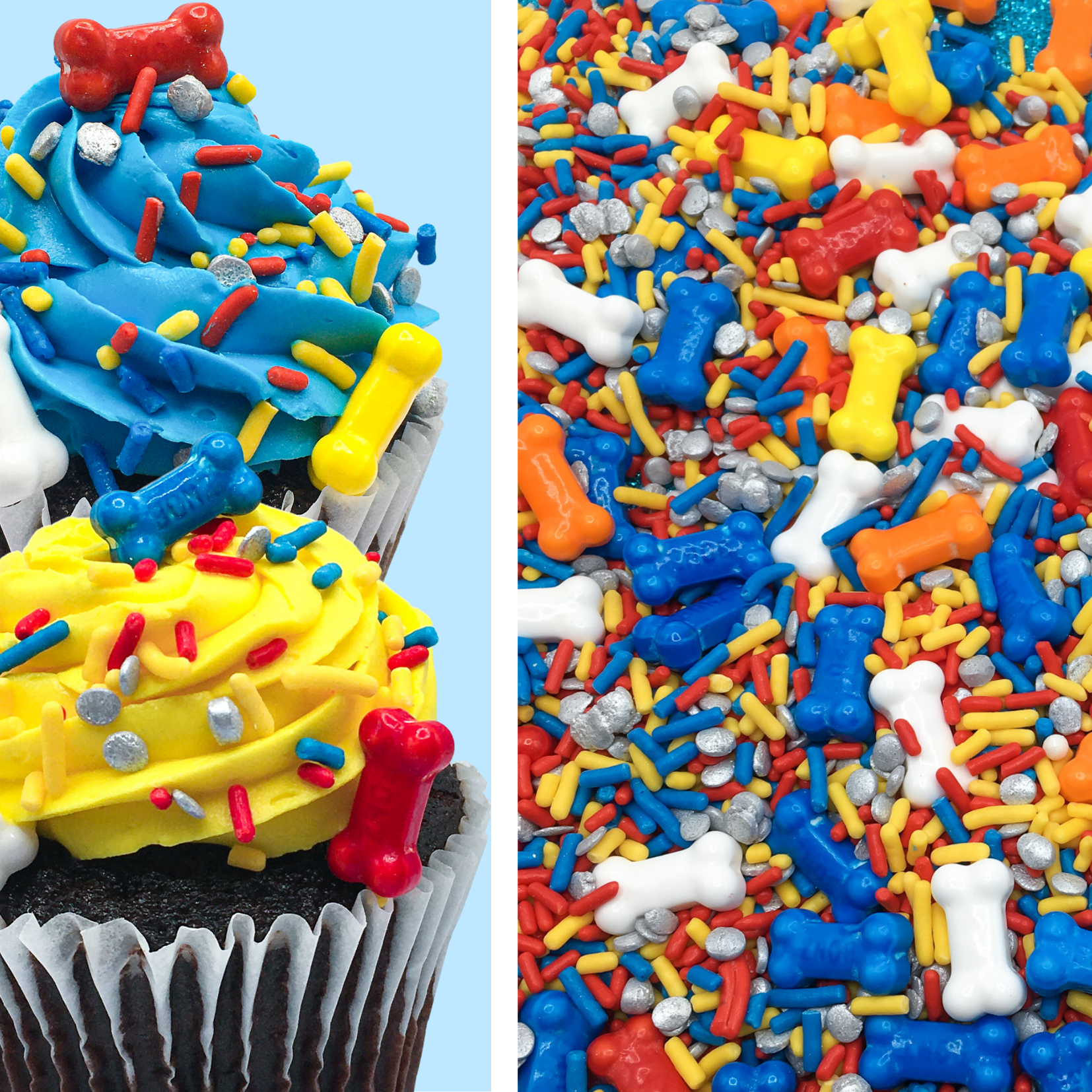 Sprinkle Deco Edible Dog Bone Confetti Sprinkles, Blue Cake Decorations ...