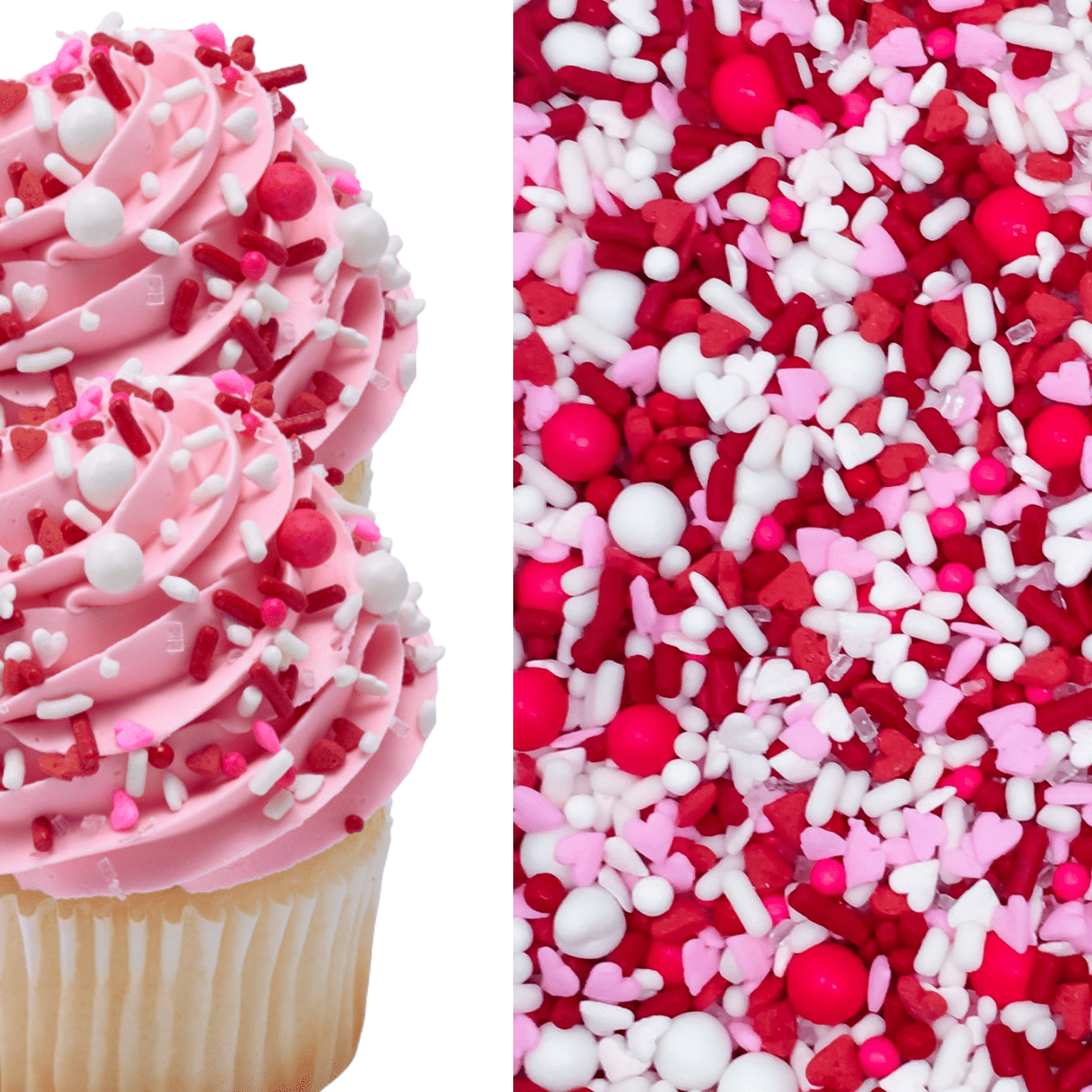 SprinkleDeco Edible Hearts Love Red White Valentine Cake & Cupcake ...