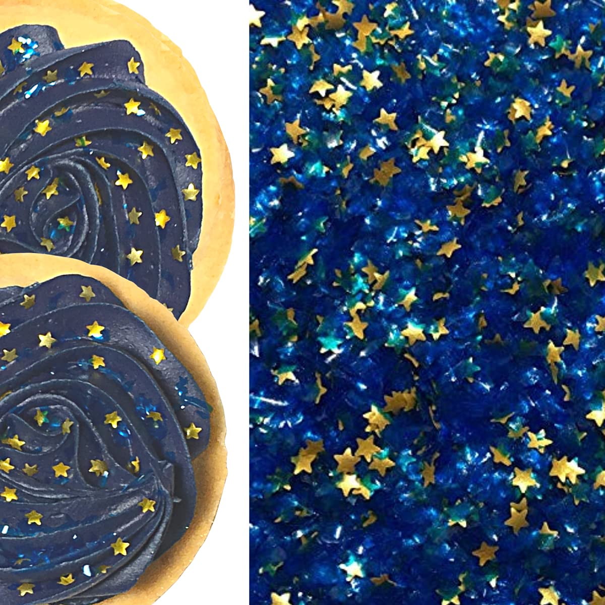 Sprinkle Deco® Royal Blue Glitter Flakes with Gold Stars Metallic ...