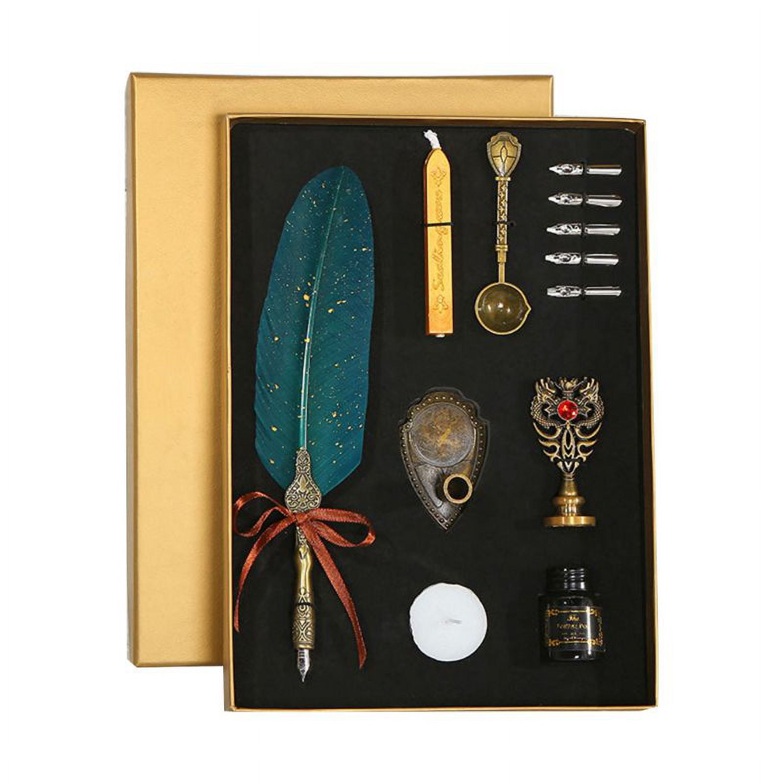 Sprinkle Gold Luxury Vintage Feather Quill Dip Calligraphy Fountain Pen ...