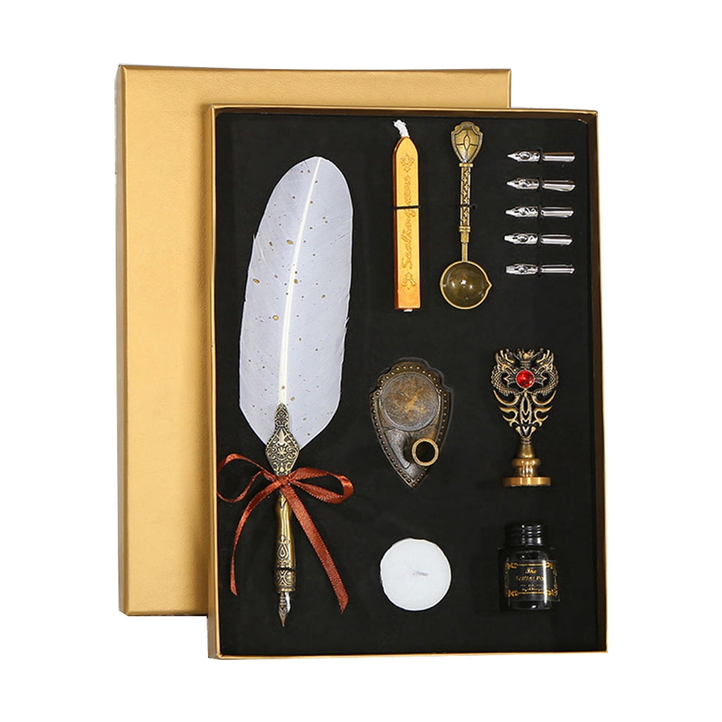 Sprinkle Gold Luxury Vintage Quill Dip Calligraphy Fountain Pen Writing ...