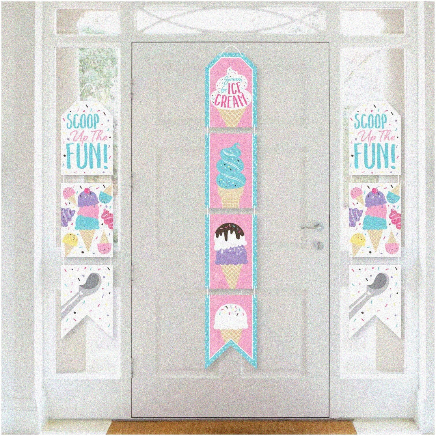 Sprinkle Scoop Door Banners - Fun Ice Cream Party Wall Kit for Indoor Door Decor, Hanging ...