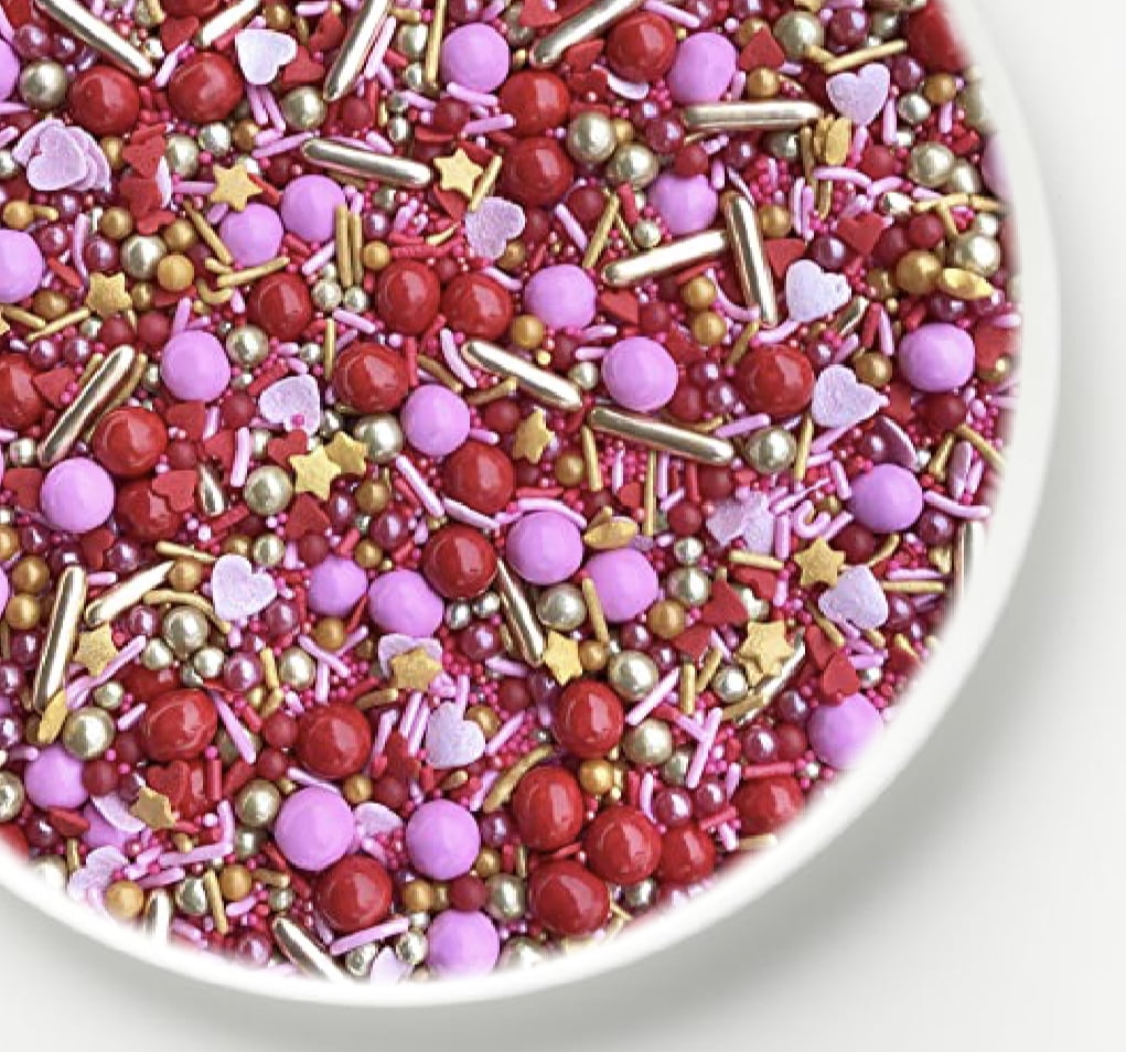 Sprinkle Sprinkles Queen of Hearts Valentine Mix, Red Pink Gold, 4 oz ...
