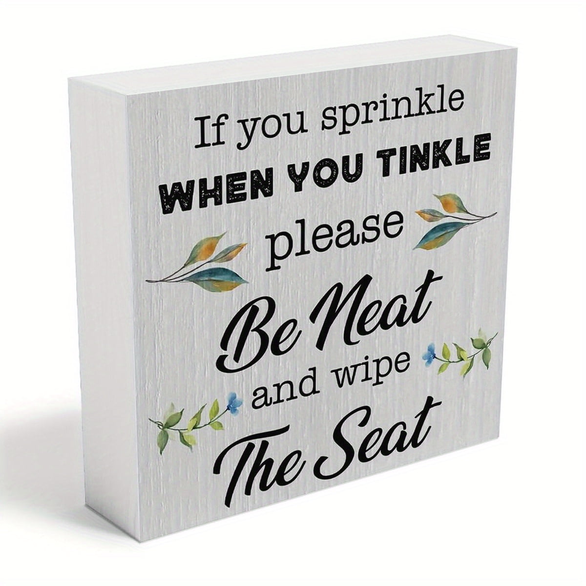 Sprinkle When You Tinkle Funny Rustic Wooden Box Sign - 5x5 Inch ...