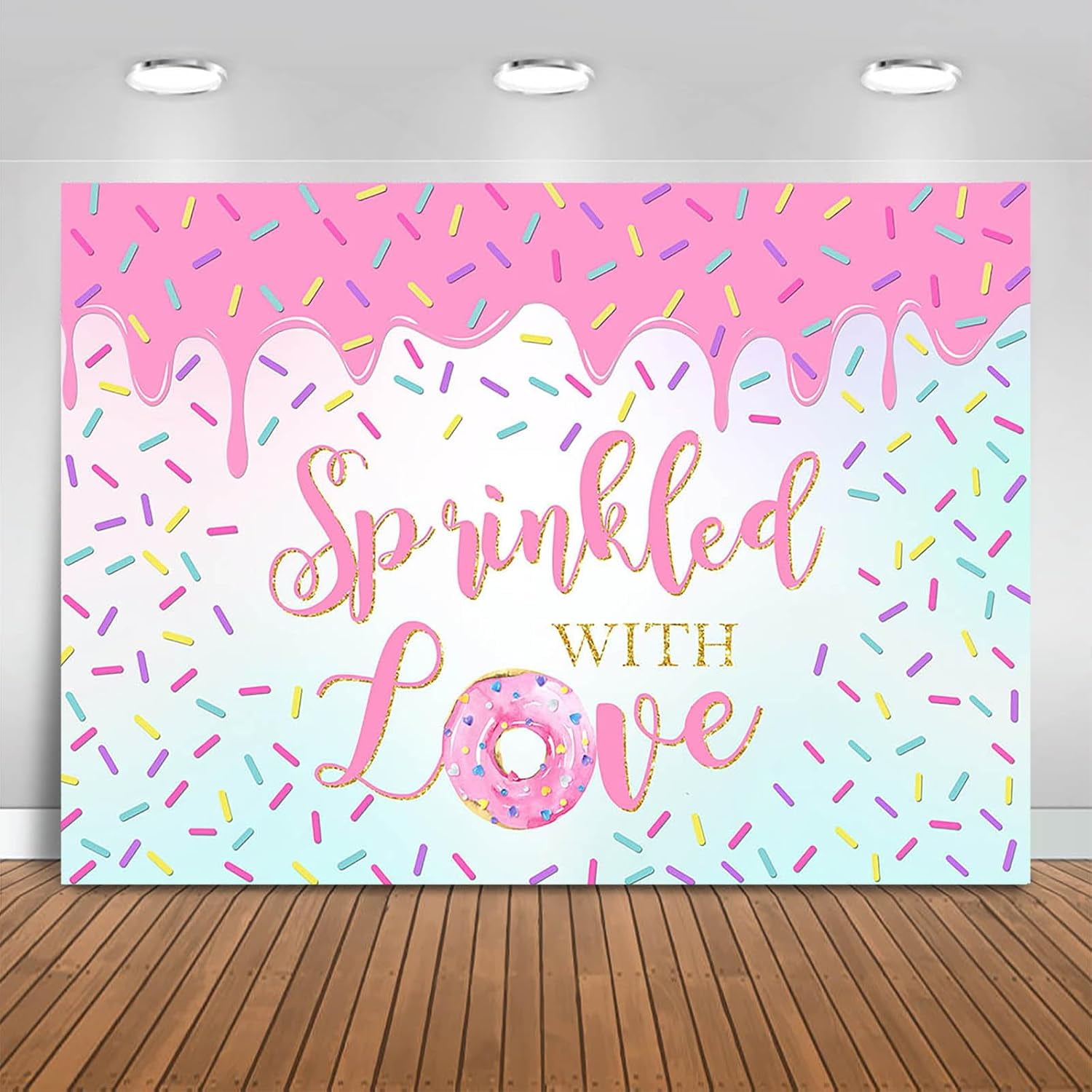 Sprinkled with Love Backdrop Donut Sprinkle Baby Shower Background ...