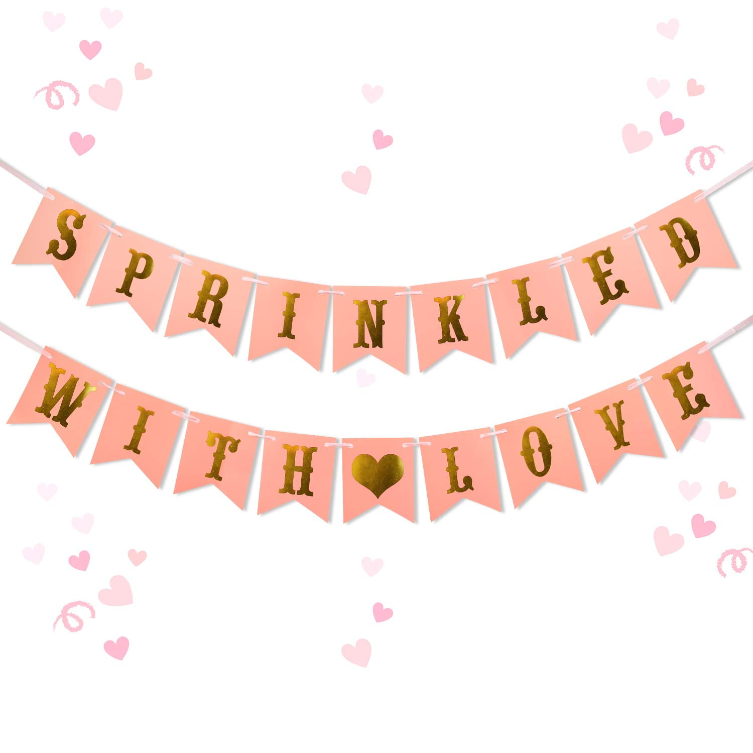 Sprinkled With Love Banner - Glitter Pink Baby Sprinkle Decorations ...