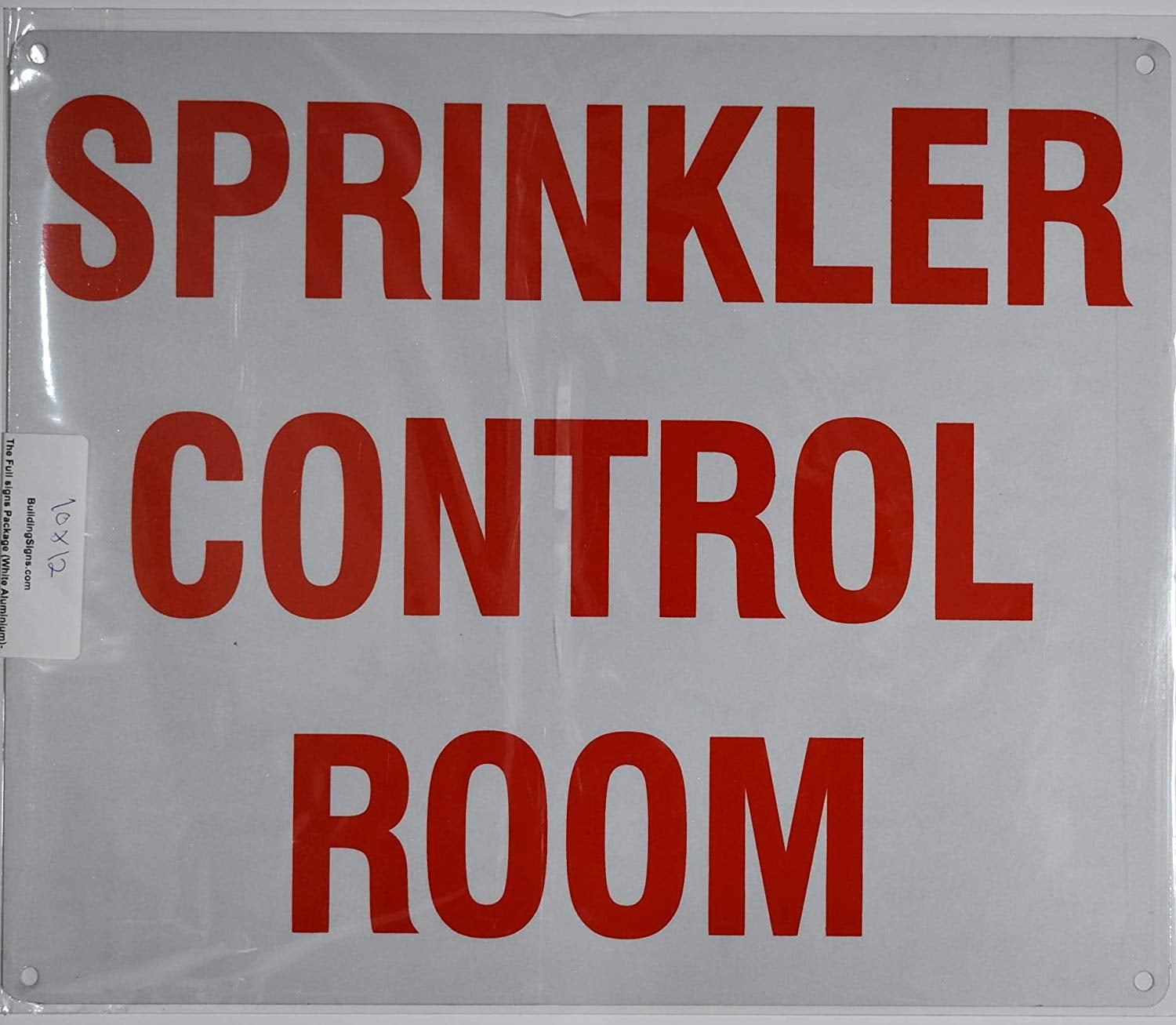 Sprinkler Control Room Sign (White, Reflective, Aluminium 10x12 ...