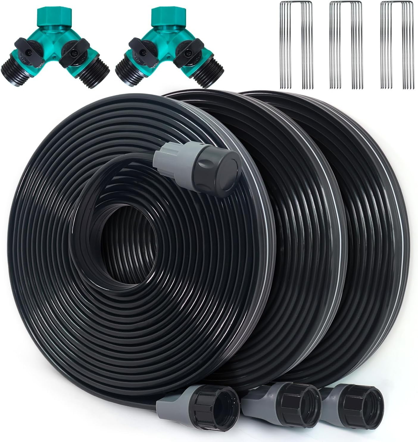 Sprinkler Hose with Holes 75 Ft (25 ft 3pack), Flat Soaker Hose 75 ft ...