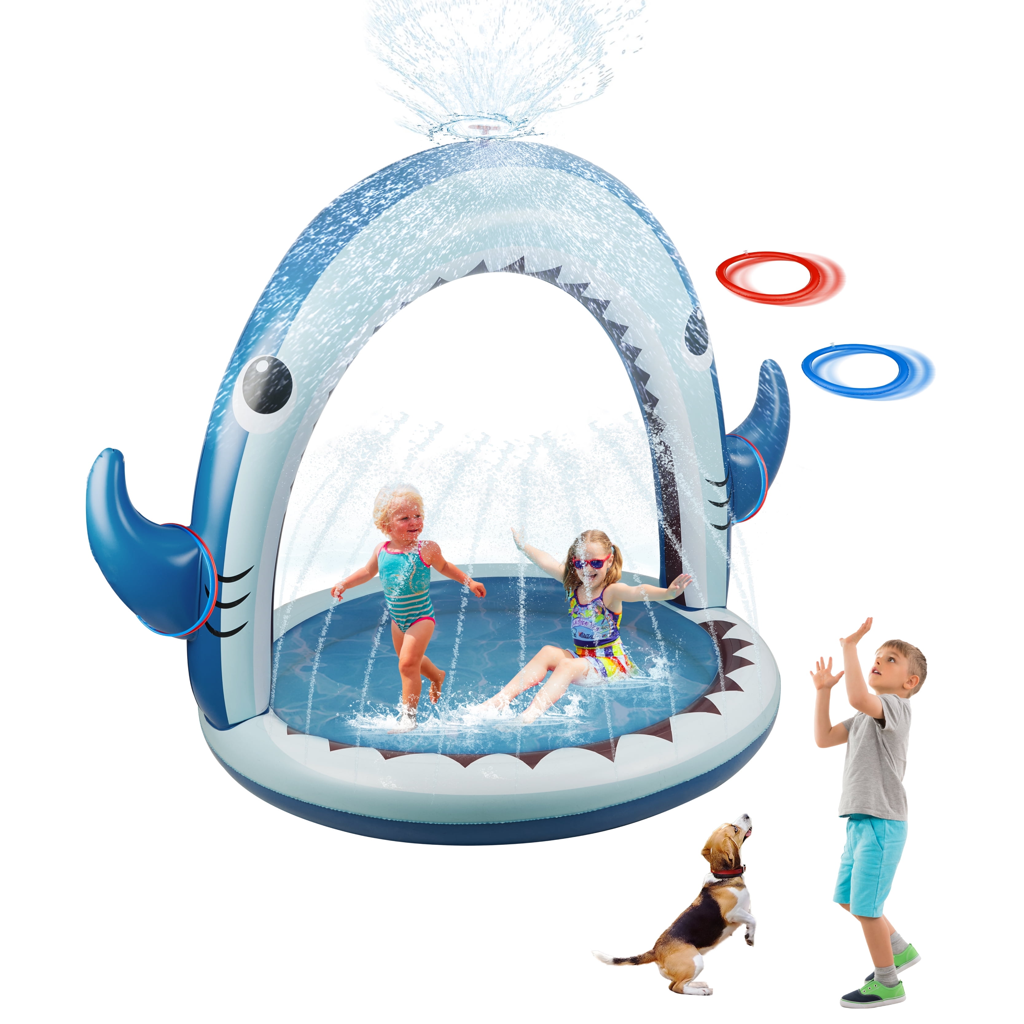 Water Sprinkler for Kids, 4-In-1 Shark Inflatable Water Toys for ...