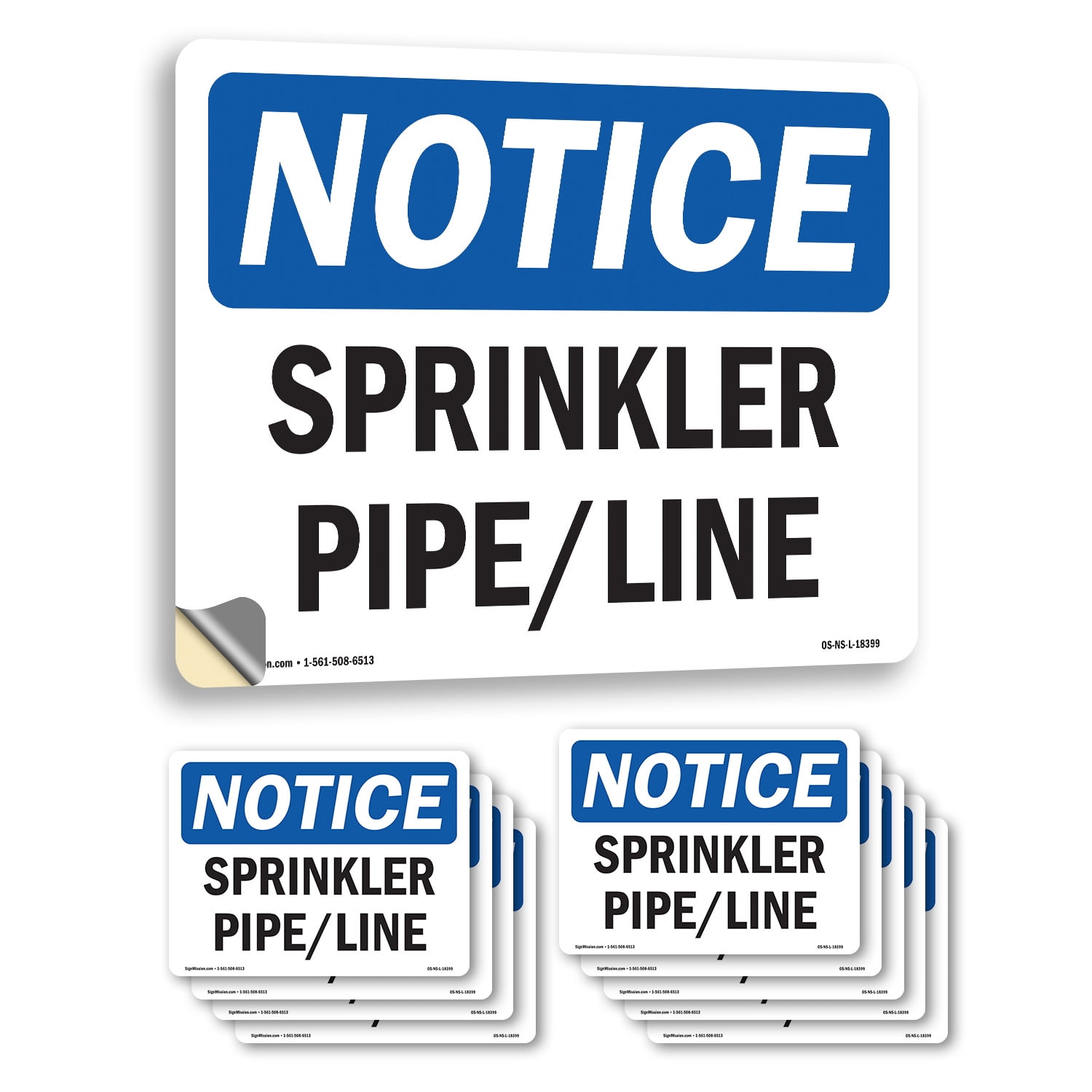 Sprinkler Pipe Line OSHA Notice Vinyl Decal Label 24 Inch x 18 Inch ...