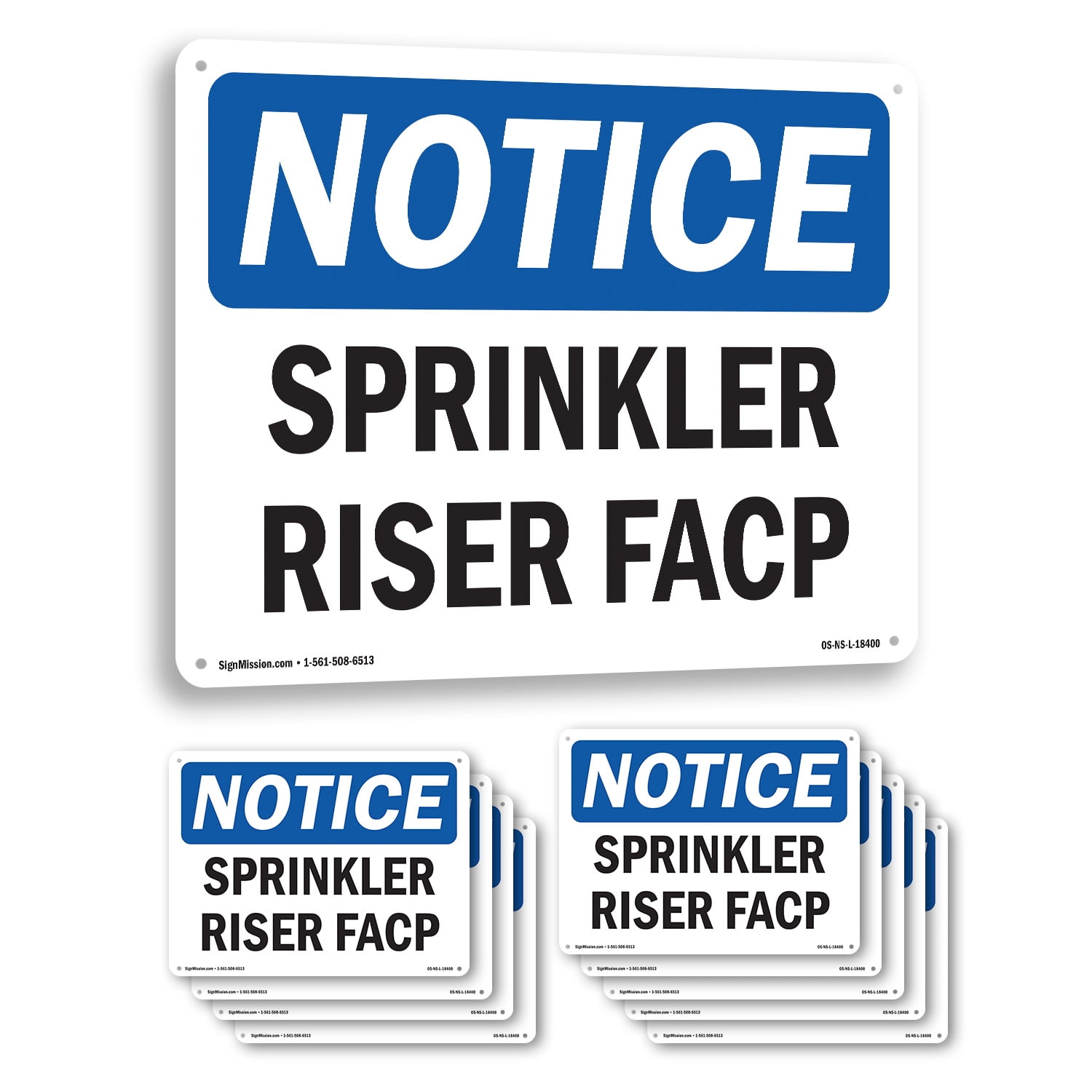 Sprinkler Riser Facp OSHA Notice Aluminum Sign 10 Inch x 7 Inch - 10 ...