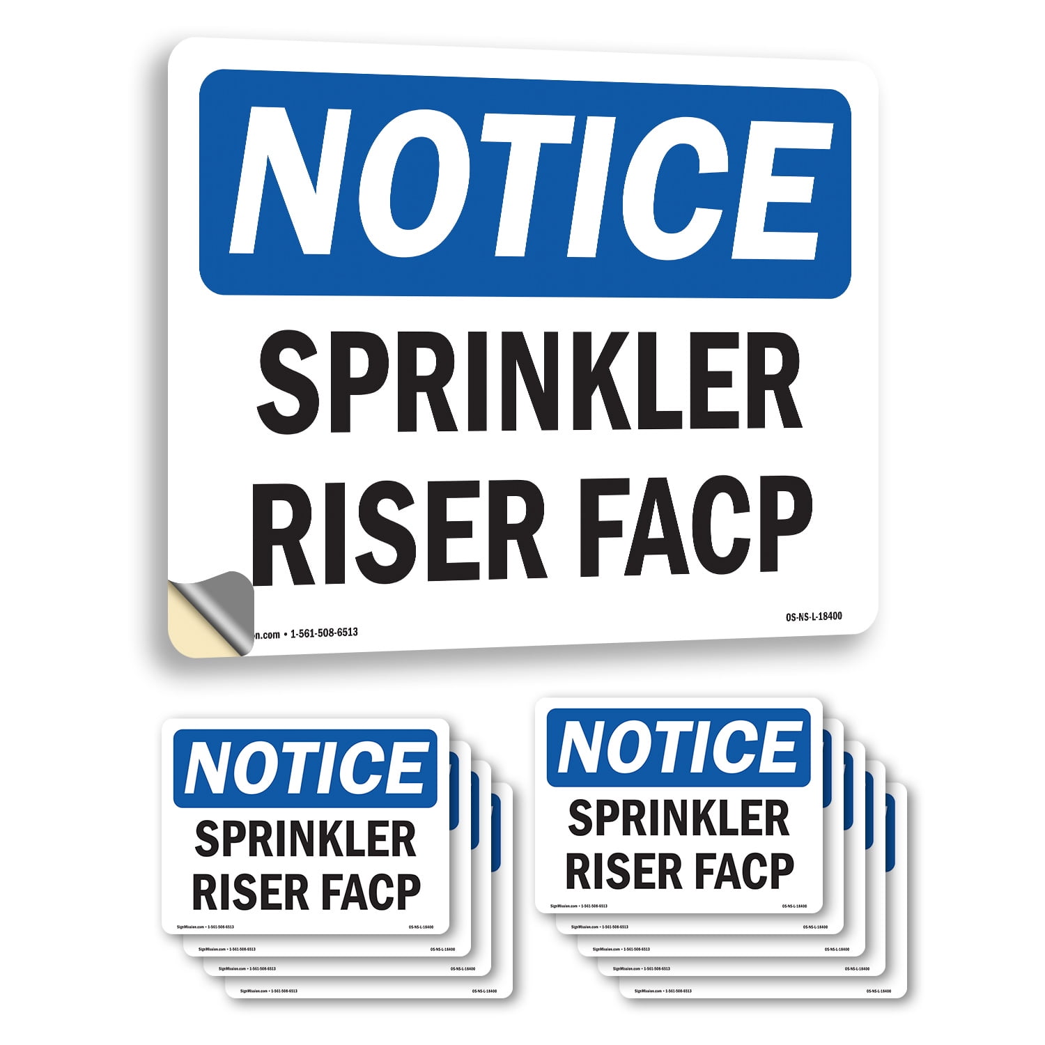 Sprinkler Riser Facp OSHA Notice Vinyl Decal Label 10 Inch x 7 Inch ...