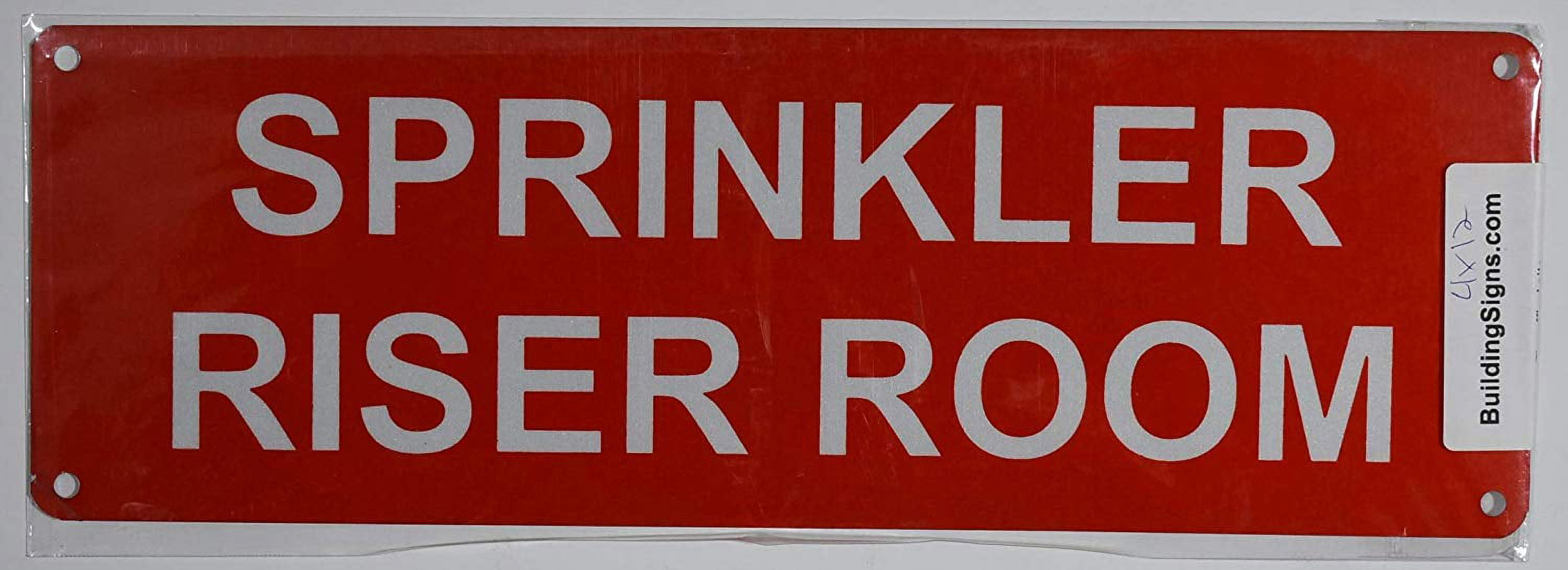 Sprinkler Riser Room Sign(Aluminium Reflective Signs, RED 4x12 ...