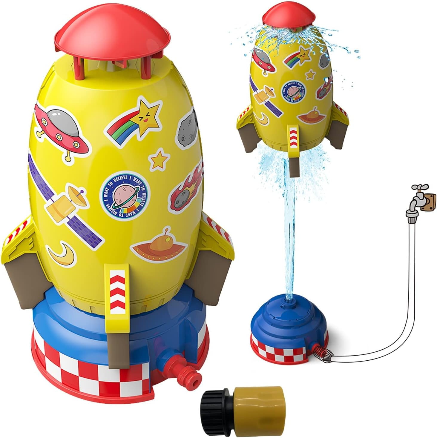 Outdoor Water Sprinkler, Kids Summer Water Toy Rocket Sprinkler ...