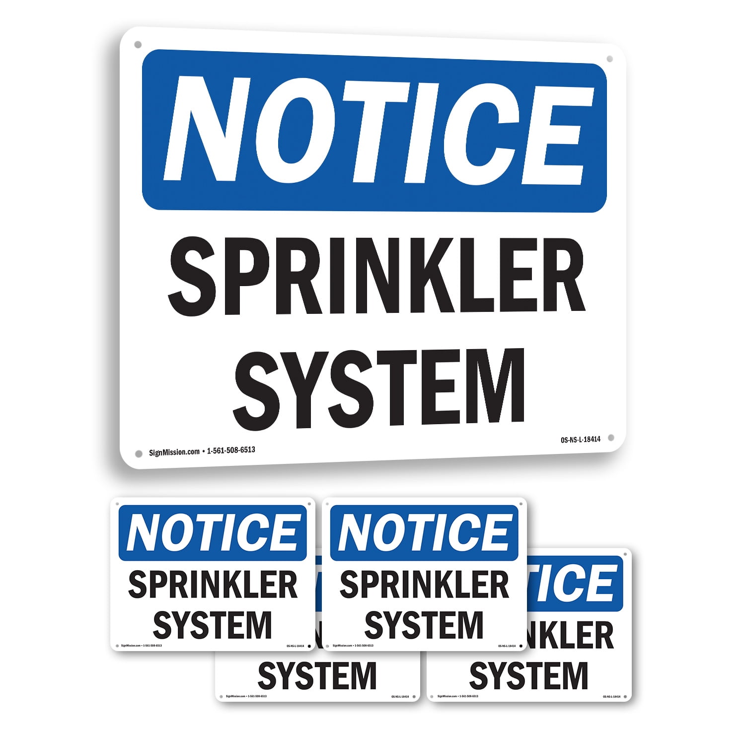 Sprinkler System OSHA Notice Rigid Plastic Sign 18 Inch x 12 Inch - 5 ...