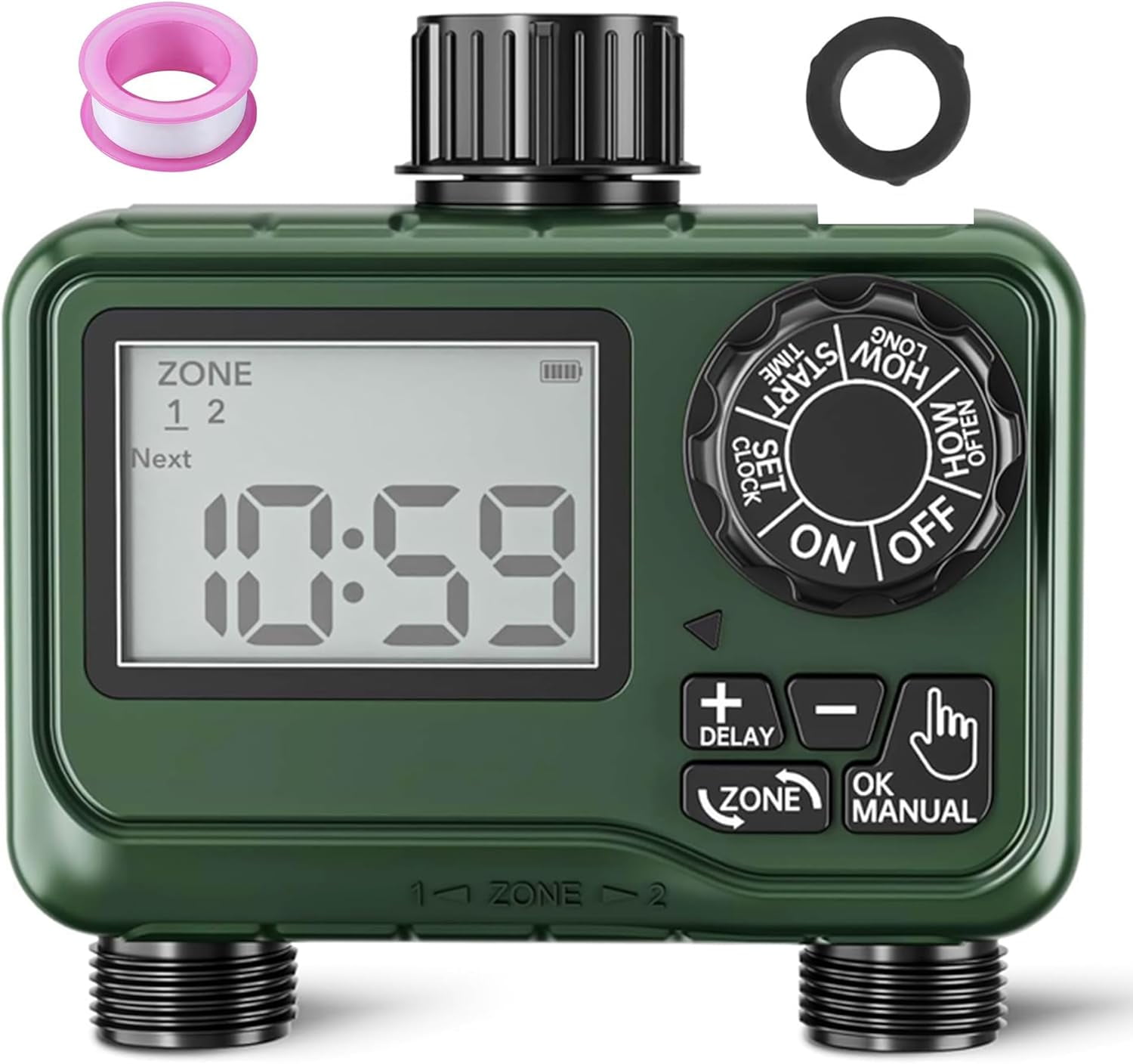 Sprinkler Timer Outdoor - 2 Zone Programmable Water Timer with Rain ...