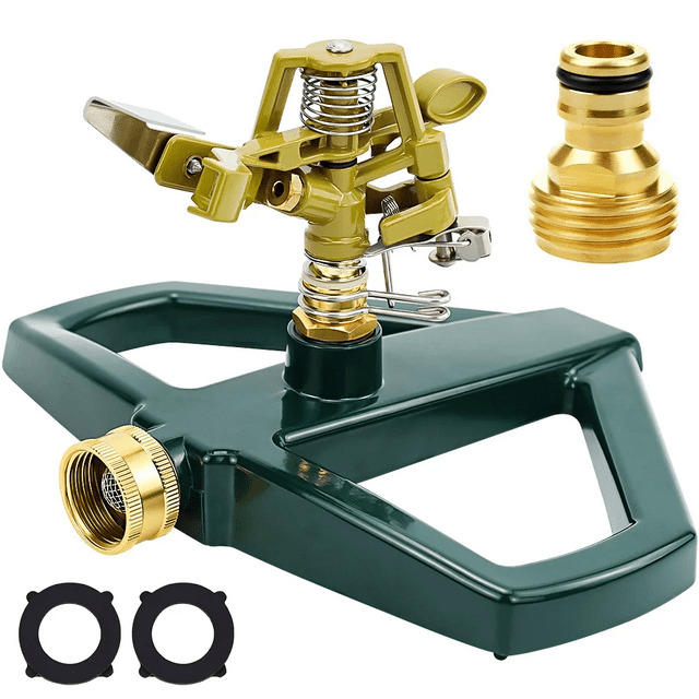 Sprinklers for Yard, Metal Impact Sprinkler with Metal Base, Heavy Duty Adjustable Circular ...