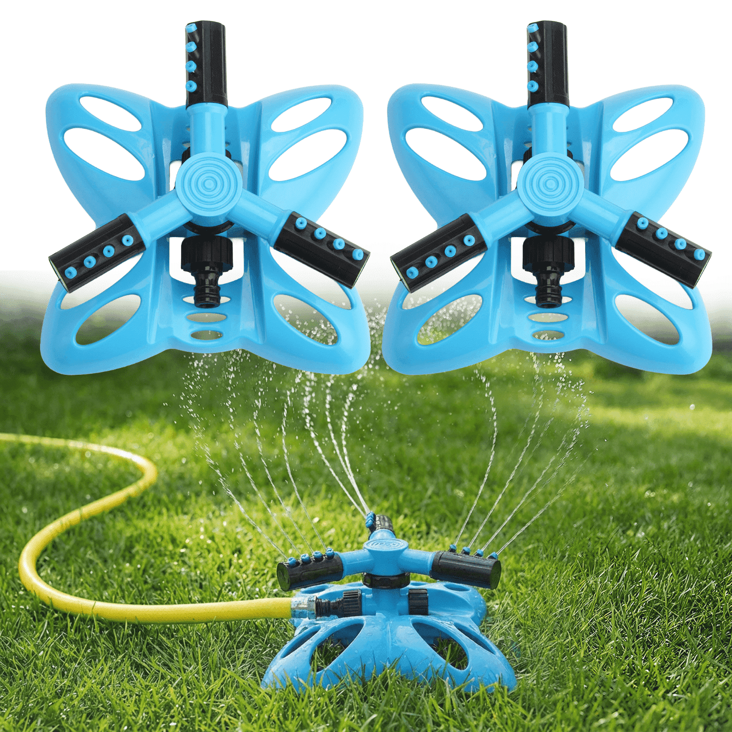 KOYMISKU 2 Pack Sprinkler for Yard, 360° Auto Rotating with Adjustable ...