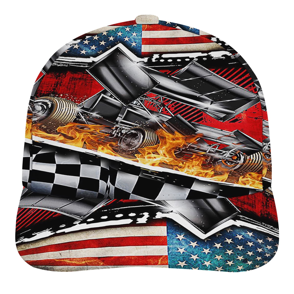 Sprint Car Racing American flag baseball cap hat - Walmart.com