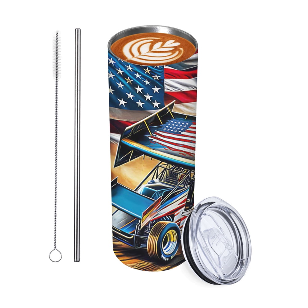 Sprint Car Racing Dirt Track Racing American Flag 20oz Coffee Mug Cup ...